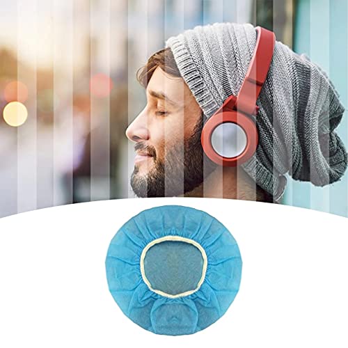 Tvoip 100Pcs Blue Non-Woven Sanitary Headphone Ear Cover, Disposable Super Stretch Covers Washable, for Most On Ear Headphones Earpads (6.5 cm/ 2.6 Inch)