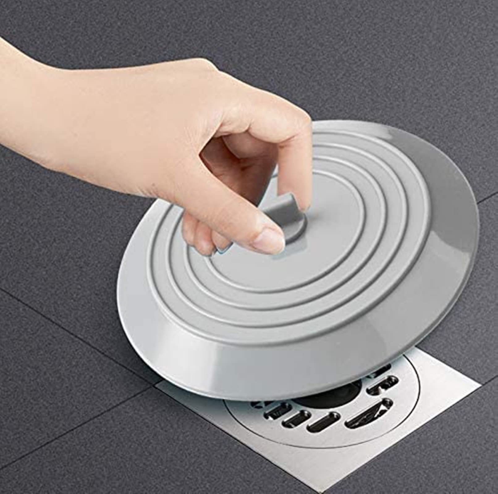 Cheeroyal 6 Inches Drain Stopper Silicone Bath Plug Tub Stopper Drain Plug for Kitchen, Bathroom and Laundry (Gray)