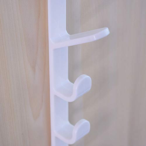 NUOMI Set of 2 Over The Door Hooks 5 Hangers Plastic Hanging Racks Organizer for Clothes, Coat, Bags, Umbrella, Hats, Brown and White