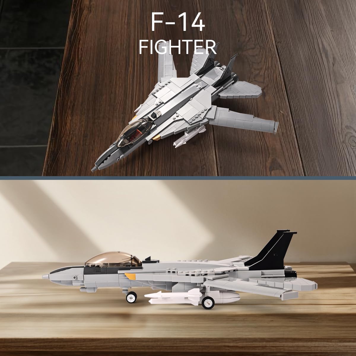 DAHONPA F-14D Fighter Tomcat Military Army Airplane Building Bricks Set with 1 Figure, 404 Pieces Air-Force Build Blocks Toy, Gift for Kid and Adult.