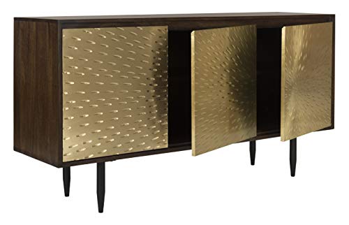 Safavieh Couture Home Eleni Modern Dark Brown and Shiny Brass 3-door Sideboard