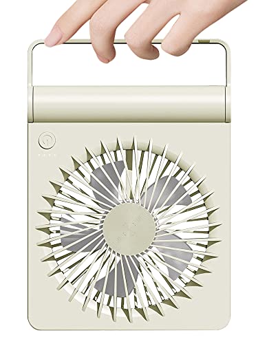 FERRISA Desk Fan, Small But Powerful, Portable Fan Battery Operated, 220° Tilt Folding Ultra Quiet Person Mini Fan, Strong Wind, 3 Speed Adjustable For Home Office Desktop Travel Camping (Beige)