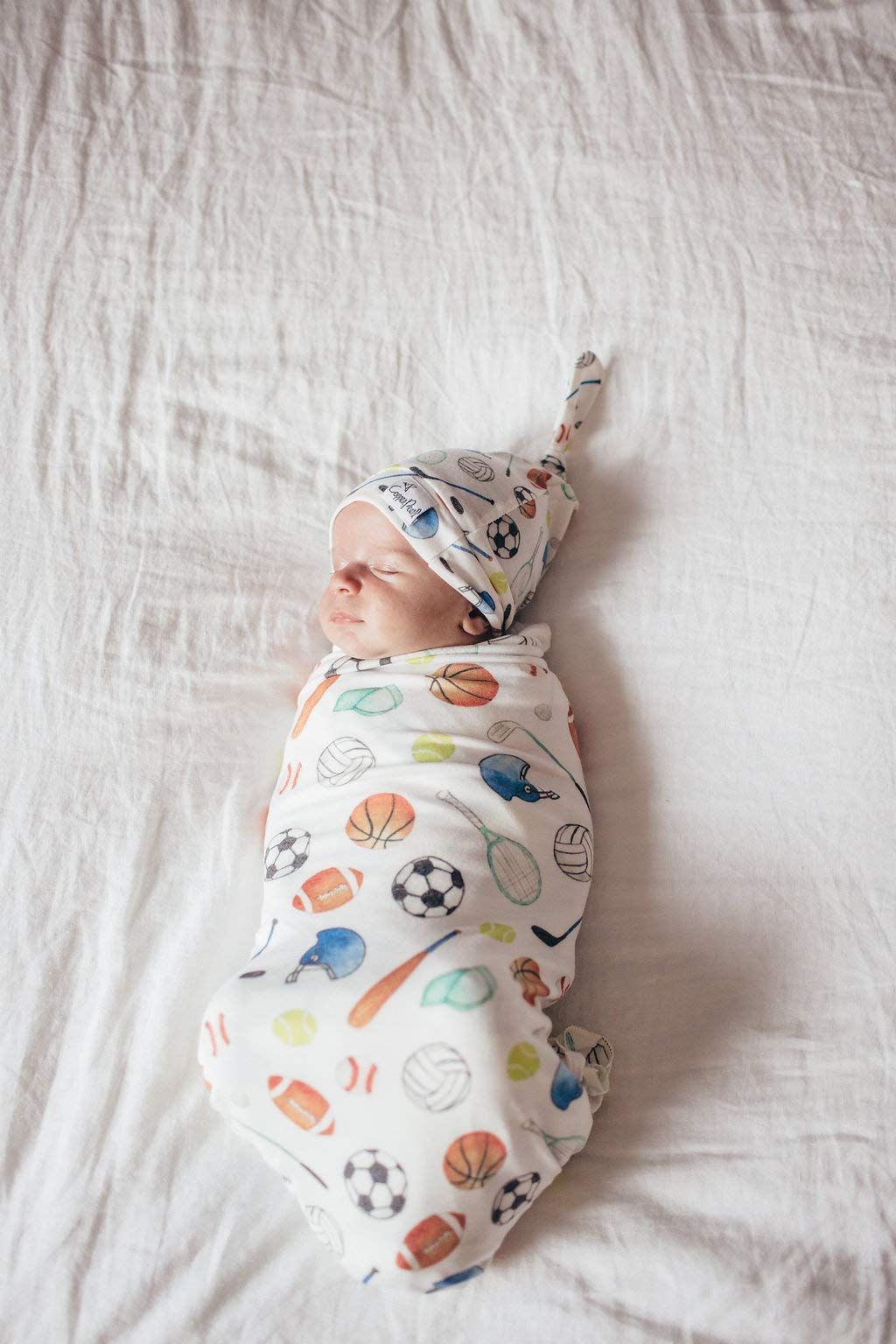 Large Premium Knit Baby Swaddle Receiving Blanket "Varsity" by Copper Pearl