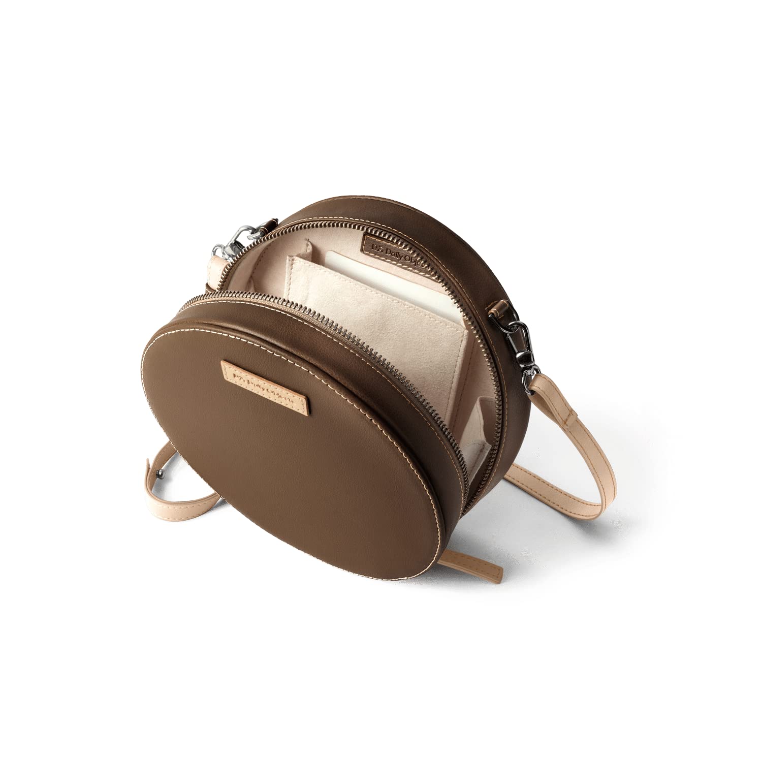 DailyObjects Round Size Leather Crossbody Purse for Women, Girls | Circle Crossbody Bag | Shoulder Handbag | Adjustable Strap
