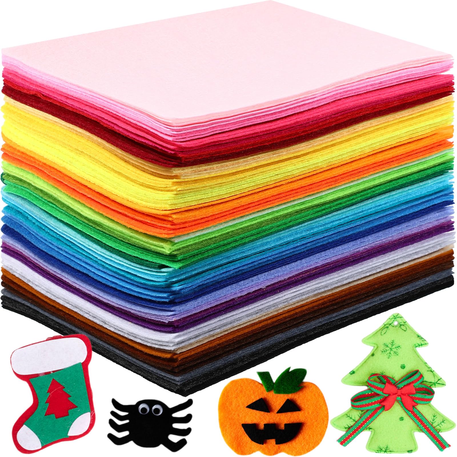 Reginary Felt Sheets Christmas Felt Squares Assorted Color Felt Sheets for Craft Xmas DIY Sewing School Kids Patchwork Party Decor, 40 Colors(120 Pcs,12 x 8 Inch)