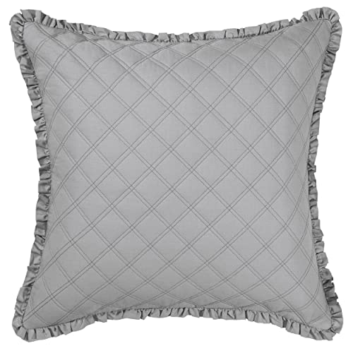 Laura Ashley- King Duvet Cover Set, Reversible Cotton Bedding Set, Includes Matching Sham(s) with Bonus Euro Sham(s) & Throw Pillow Covers (Annalise Floral Grey, King)
