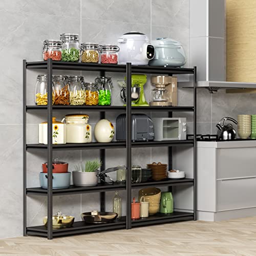 LISSIMO 5-Tier Heavy Duty Shelf, 63" H Metal Shelving Unit Load 2000LBS, Adjustable Storage Shelves for Garage,Bedroom,Office 18" D x 34" W x 63" H