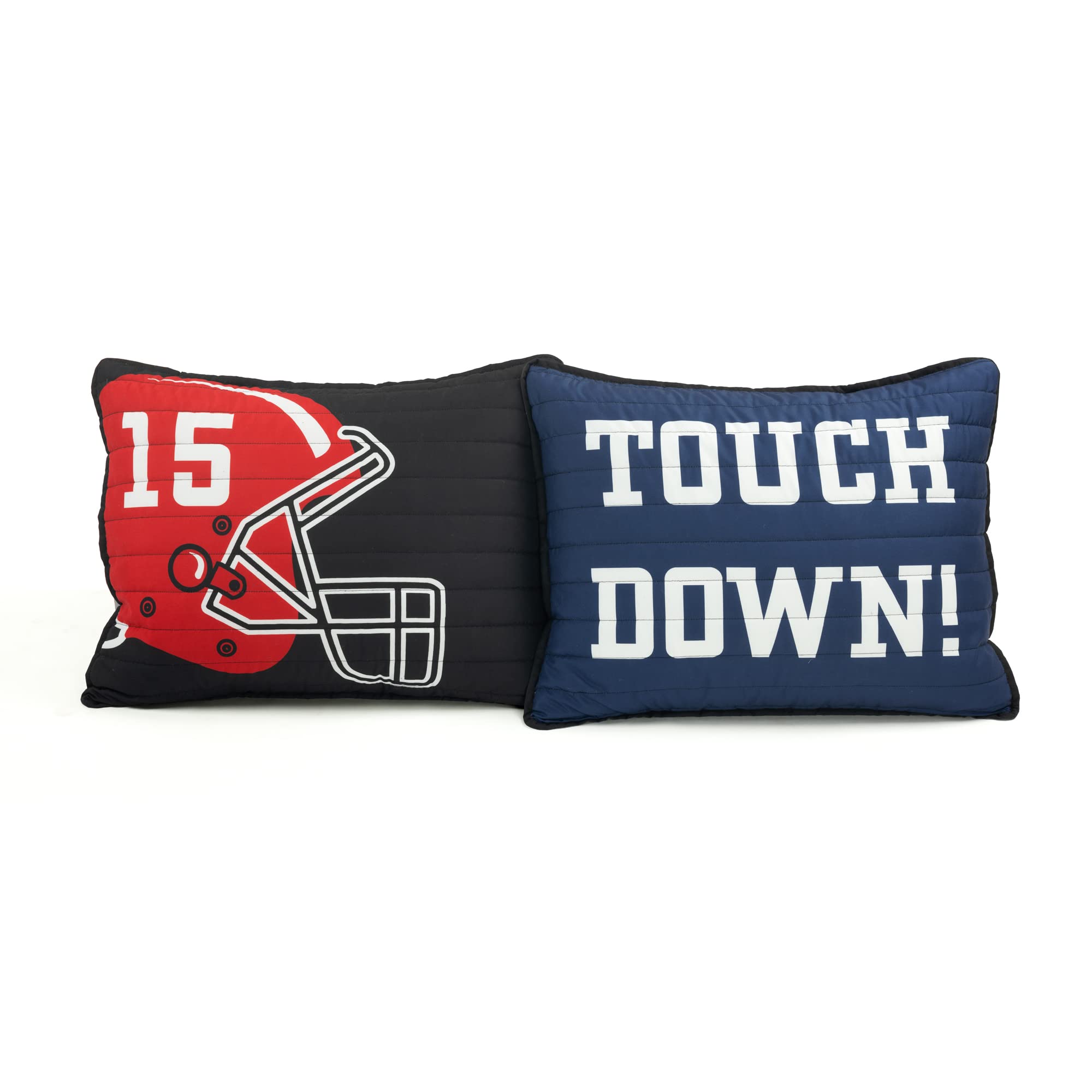 Lush Decor American Football Reversible Oversized Kids 5 Piece Quilt Set, Full/Queen, Black & Navy