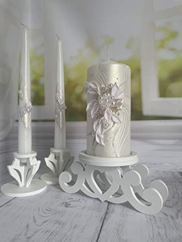 Magik Life Unity Candle Set for Wedding - Wedding Accessories for Reception and Ceremony - Candle Sets - 6 Inch Pillar and 2 10 Inch Tapers - Decorative Pillars White