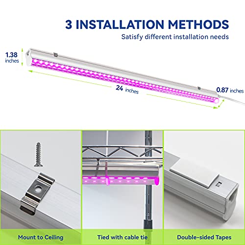 Monios-L [6-Pack] LED Grow Light Strips for Plants 2FT, 60W (6 x 10W) t5 High Output Integrated Fixture Extendable 24 Inches Grow Lights for Greenhouse, Plant Grow Shelf, Easy Installation