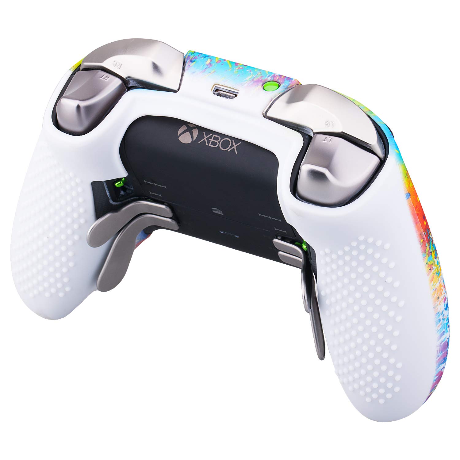 9CDeer 1 x Protective Customize Transfer Print Silicone Cover Skin Colour Paint + 6 Thumb Grips Analog Caps for Xbox Elite Wireless Controller Compatible with Official Stereo Headset Adapter