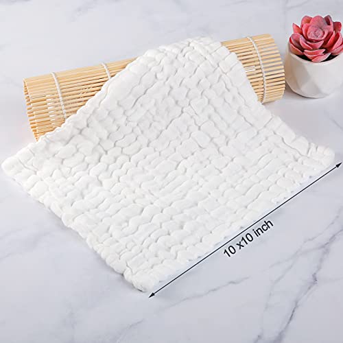 PPOGOO Baby Muslin Washcloths Natural Purified Cotton Baby Wipes Soft Newborn Baby Face Towel 10 Pack Multipurpose