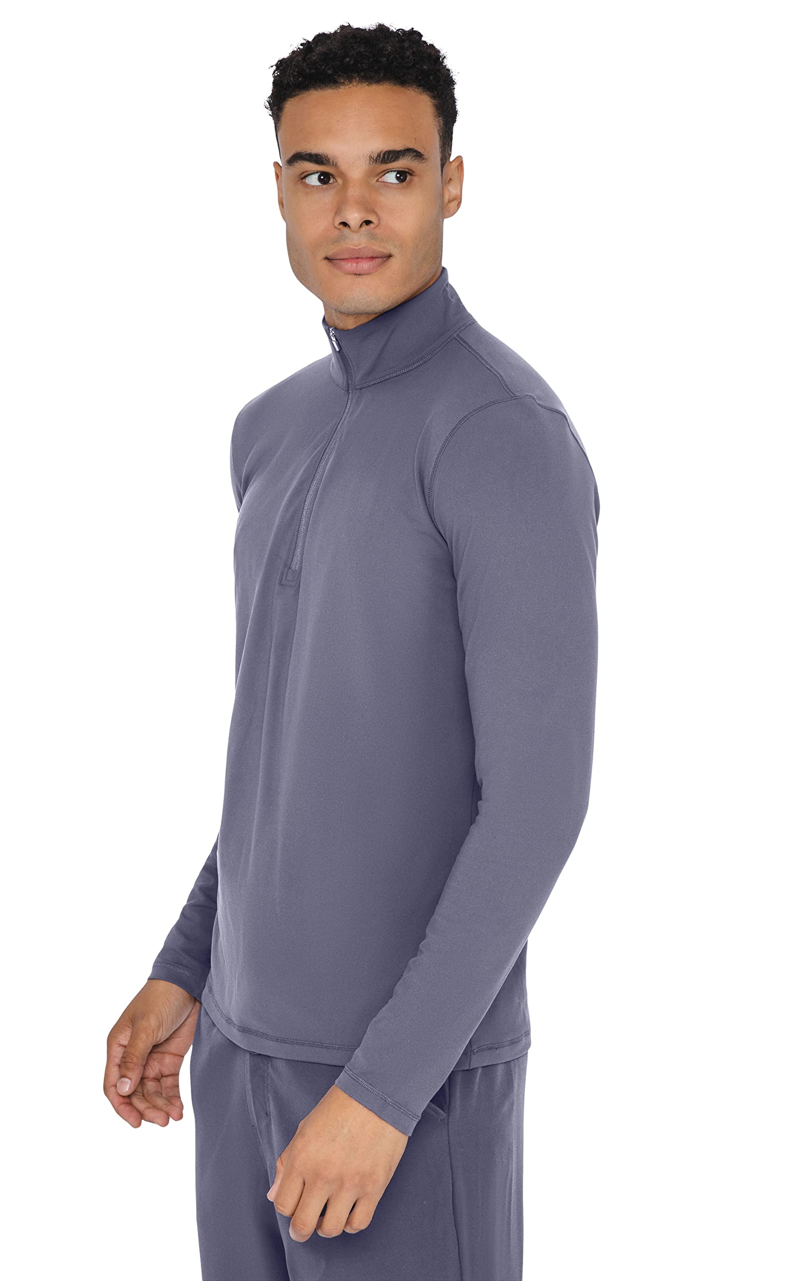 90 Degree By Reflex Ultra Soft Half Zip Long Sleeve Shirt for Men - Dark Navy - Medium