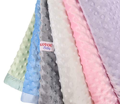 KOYOU Baby Pink Super Soft Minky Plush Reversible Double Layer 30" x 35" Baby Blanket with Dotted Backing and Silky Trim