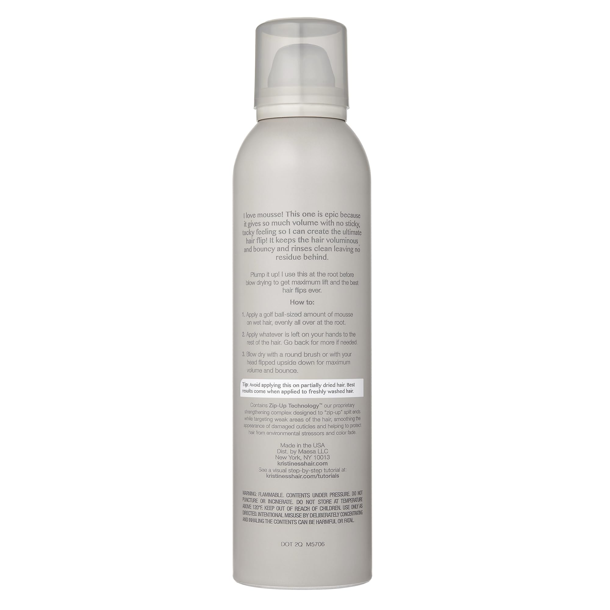 Kristin Ess Hair Instant Lift Volumizing Mousse with Castor Oil - Boosts Volume + Thickens, Body Building, Lasting Hold, Non Sticky, For Curly, Wavy + Straight Hair, 8.1 Oz