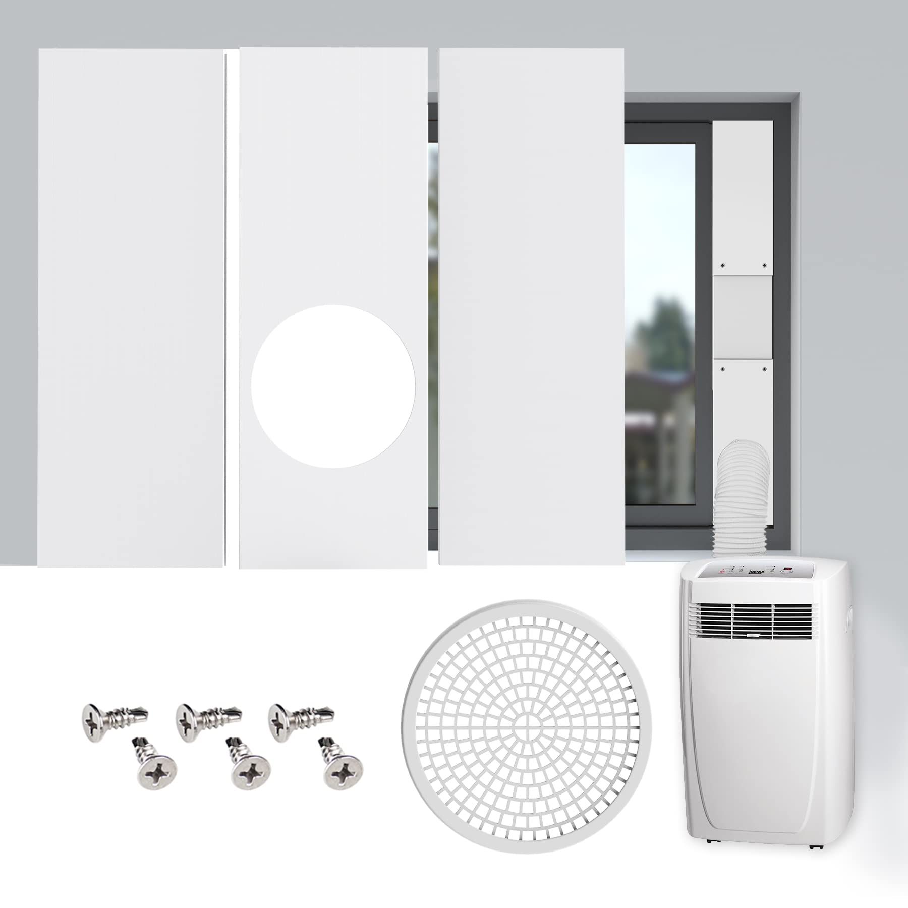 Daisypower Portable Air Conditioner Window Kit,Adjustable Window Vent Kit for Sliding Window,Portable Air Conditioner Replacement AC Window Kit for 5.9 Inch Exhaust Hose,Up to 47 Inch Window Seal Kit