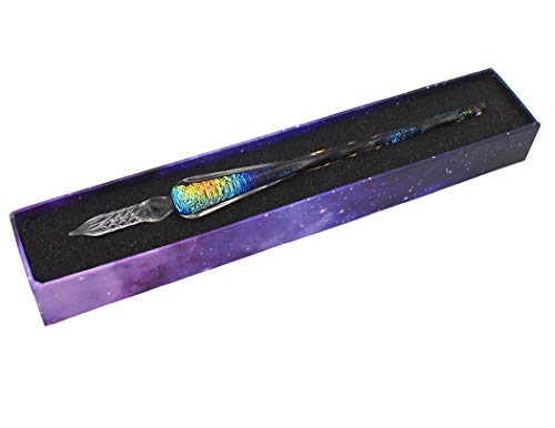 Xiaoyu Glass Dip Pen Vintage Handmade Glass Signature Pen Starry Sky Crystal Dip Sign Pen Gift Calligraphy Pen - E