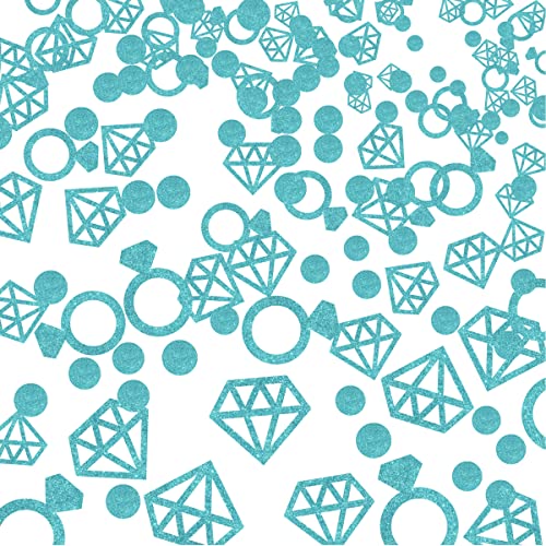 Teal Confetti Bachelorette Party Decorations, Teal Table Glitter Confetti Diamond Ring for Bride to Be Engagement Party Bridal Shower Hen Party Decorations