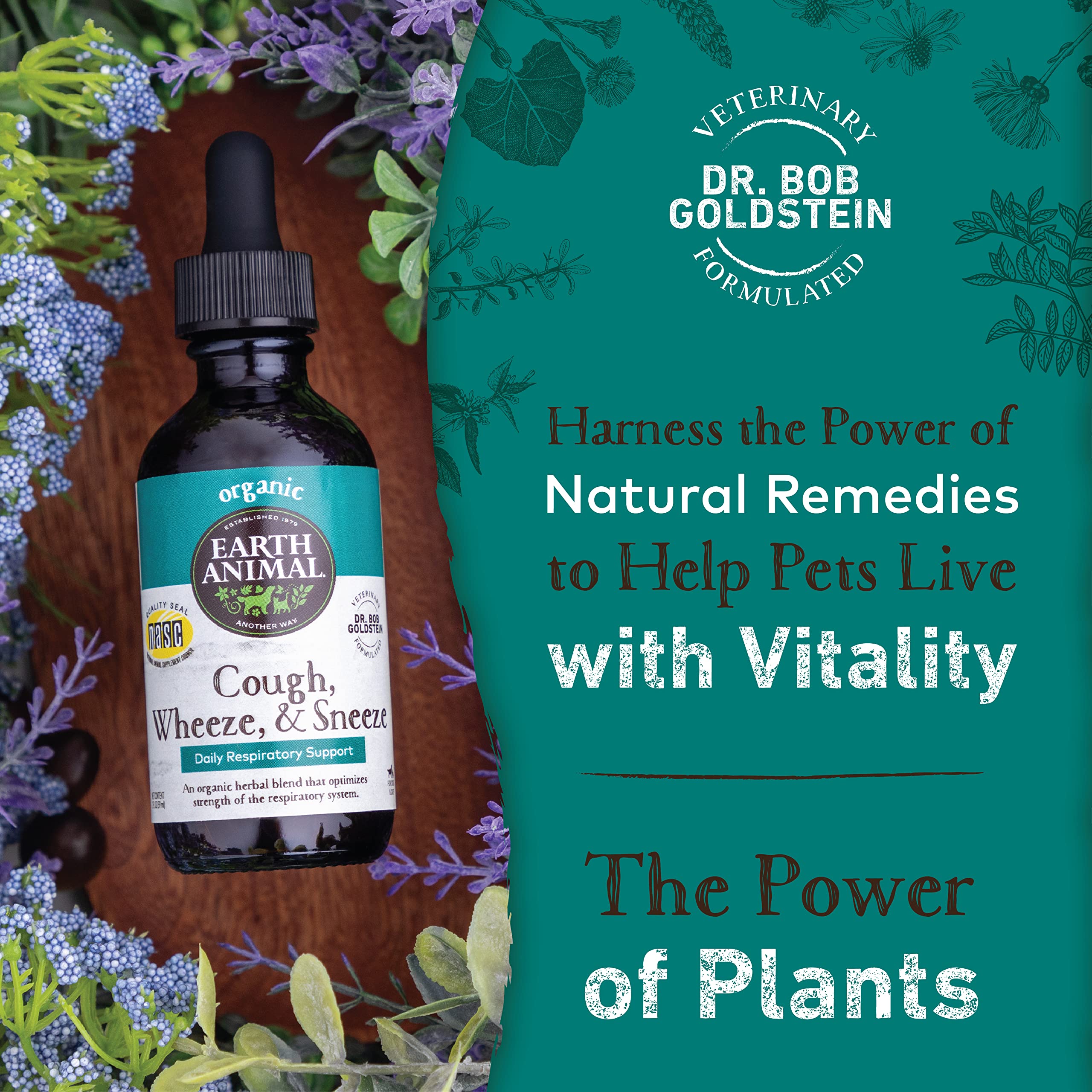 Earth Animal Herbal Remedies Cough, Wheeze & Sneeze for Dogs & Cats, 2 fl oz