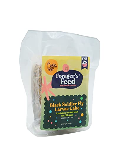 Forager's Feed Black Soldier Fly Larvae Cake, Sustainable Treat for Chicken Health, 4 Oz. Individually Wrapped Treats