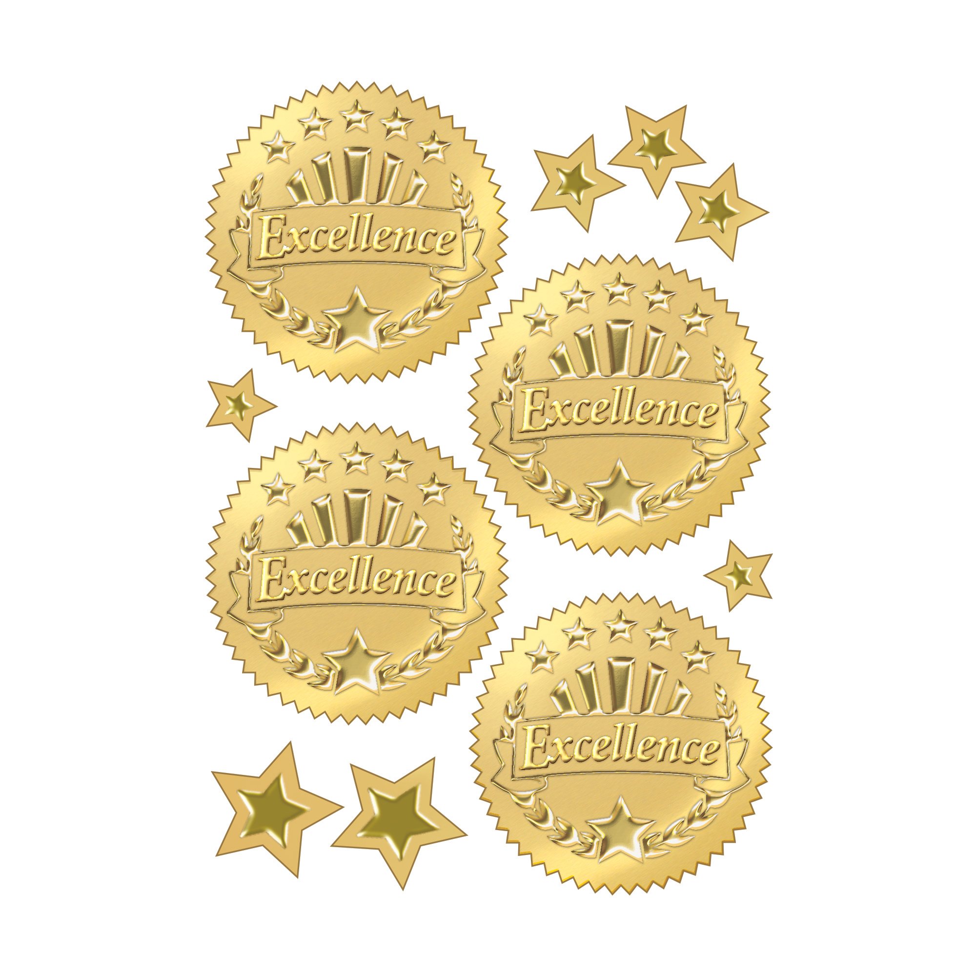 Excellence Gold Award Seals Stickers by TREND enterprises, Inc.; 8 sheets, 42 seals