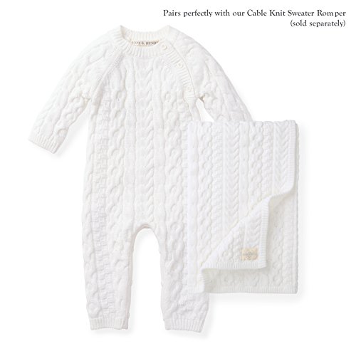 Hope & Henry Layette Ivory Cable Organic Cotton Blanket 31"x31"