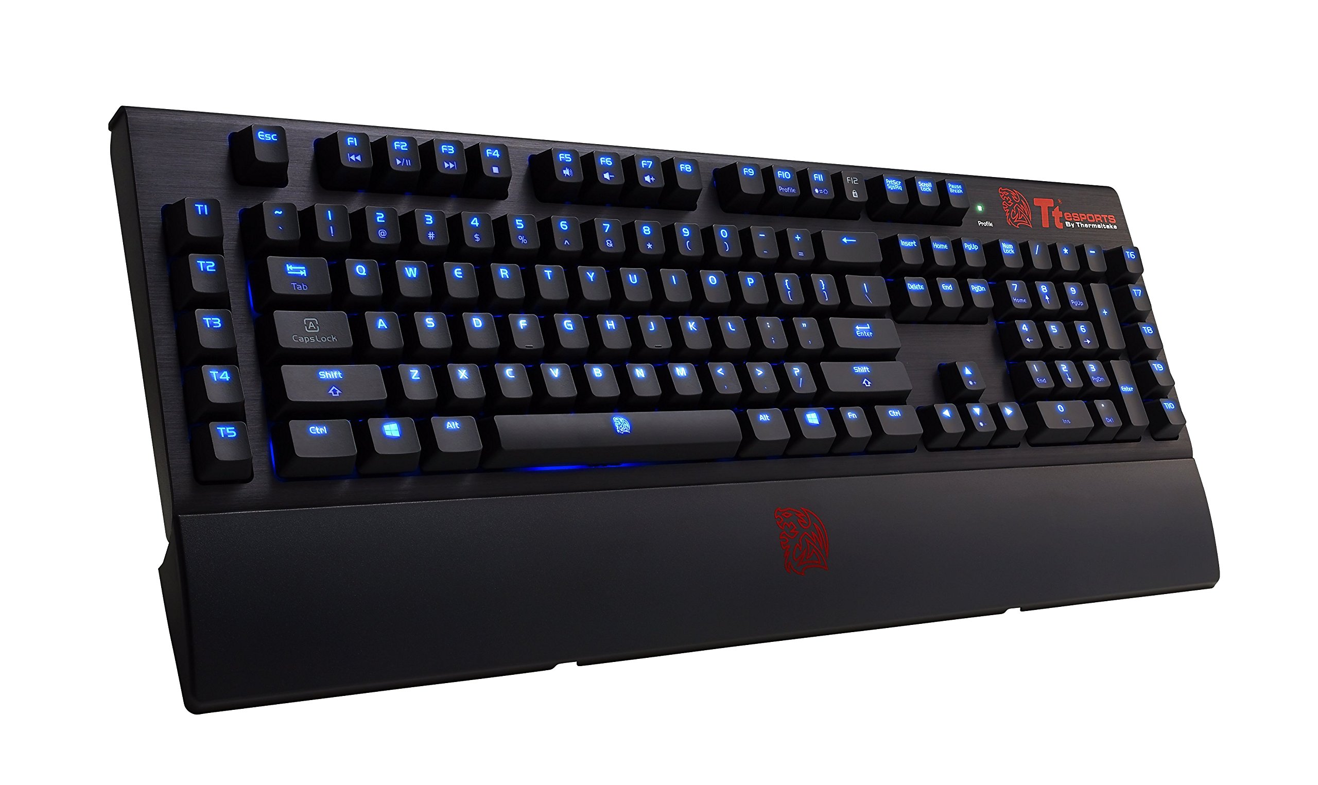 Thermaltake Tt e Sports Poseidon Z Forged Aluminum Faceplate with Built-in USB Port & Sound Card Brown Switches Blue Backlight Mechanical Gaming Keyboard KB-BAZ-KBBLUS-04
