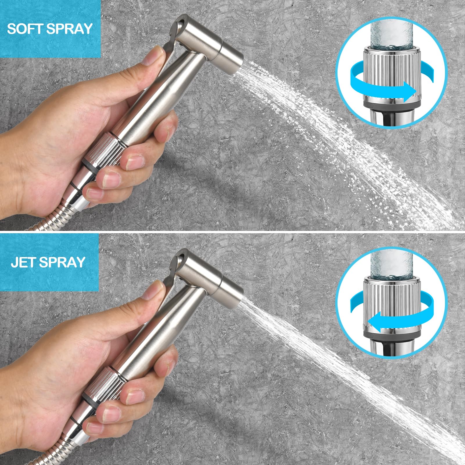 Blissland Bidet Sprayer for Toilet with Adjustable Water Pressure, Handheld Bidet Sprayer Kit, Bidet Sprayer Set- Stainless Steel