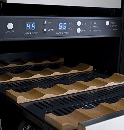 Allavino 15" Wide FlexCount II Tru-Vino 30 Bottle Dual Zone Stainless Steel Right Hinge Wine Refrigerator
