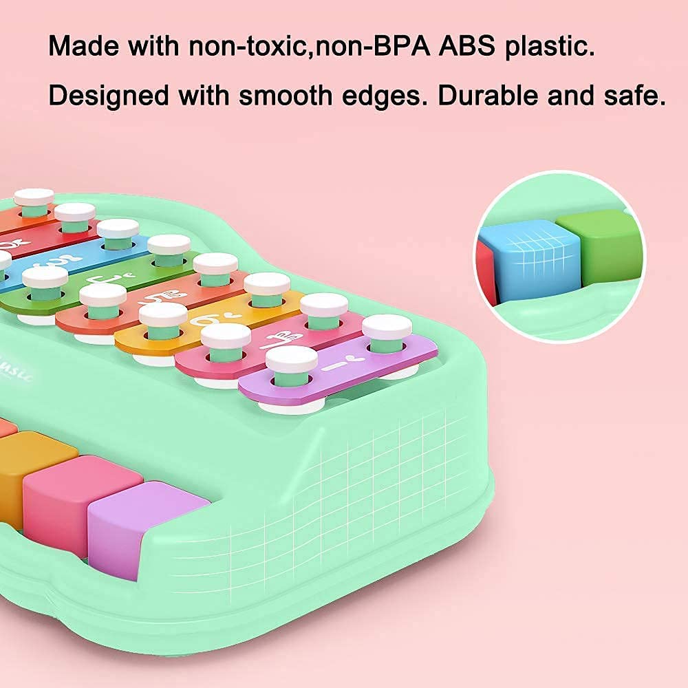 Cidupe Kids Piano Xylophone Musical Instruments Toys - 2 in 1 Percussion Instruments for Baby Preschool Educational with 8 Multicolor Key Scales Toy