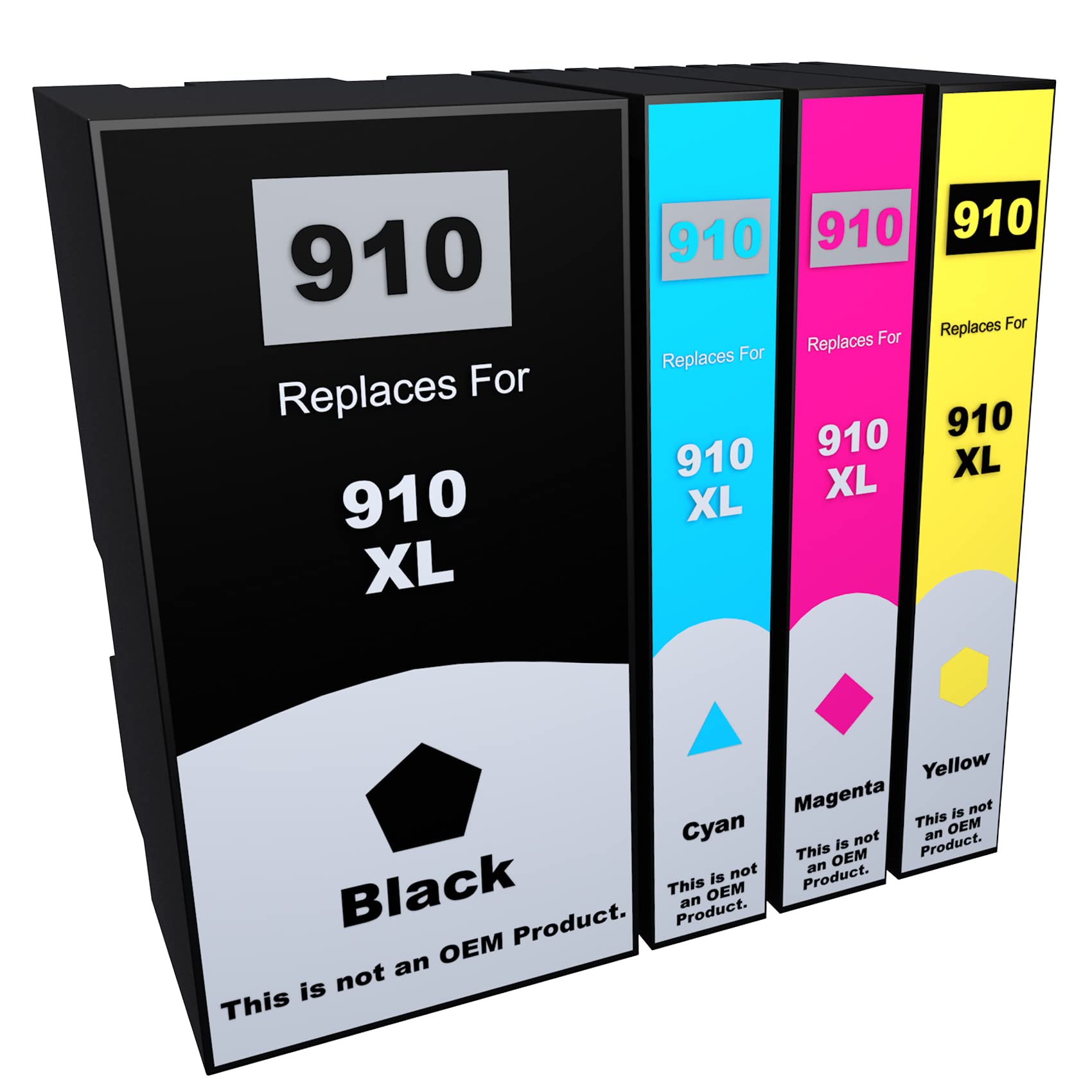 910XL Ink Cartridges Combo Pack, Compatible with HP OfficeJet 8010 8020 8030 Series Printer, Replacement for 910 910XL 916 916XL, High Yield, Black Cyan Magenta Yellow