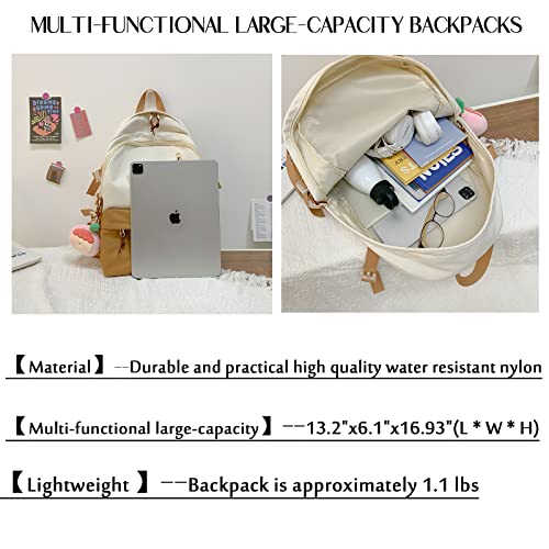 BOUTIKOME Classic Basic Black Backpack For Women Waterproof Lightweight Aesthetic Casual Travel Daypack(Khaki,One Size)