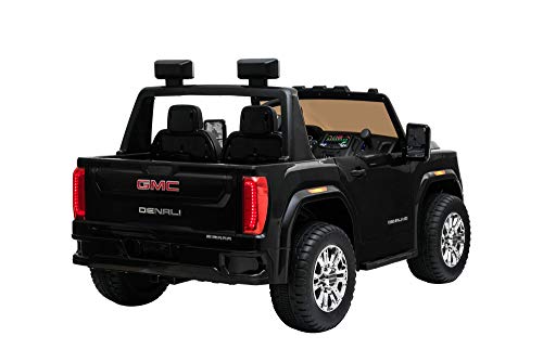 DAKOTT GMC Sierra Denali HD Two Seater 12 Volt Ride-On Truck w/ 2.4G Remote Control, LED Lights, Horn, Music, MP3/USB, Storage Box, Spring Suspension, Electric Vehicle for Kids .