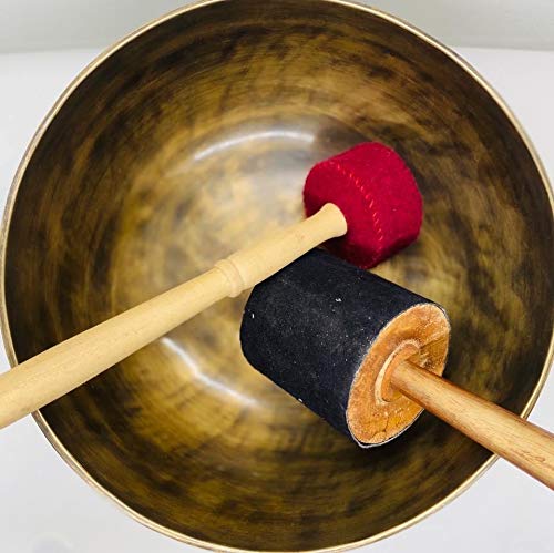 8" Large Hand-hammered Tibetan Singing Bowl for Meditation, Healing, Mindfulness, Relaxation ~ Antique Finished Bowl, Wooden Mallet, drum-stick, Silk Made Cushion