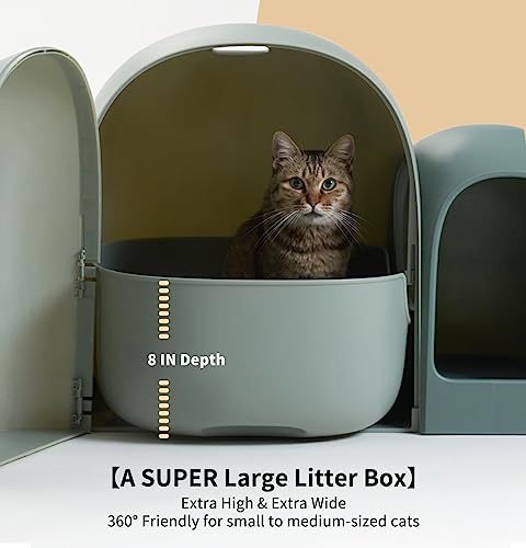 MS!MAKE SURE Cat Litter Box MAX - Stylish & Functional for Indoor Cats - 2023 New Modern Design - Large Space, Leak-Proof, and Odor-Free - Includes Litter Scoop - White