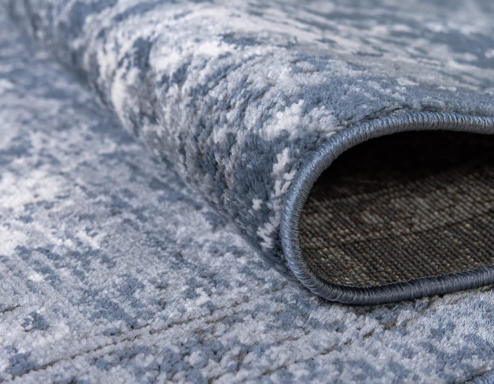 Unique Loom Portland Collection Area Rug - Albany (7' 10" Square, Blue/ Gray)