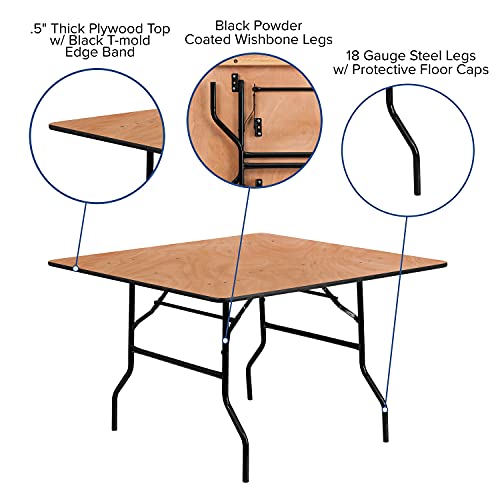 Flash Furniture Gerry 4-Foot Square Wood Folding Banquet Table