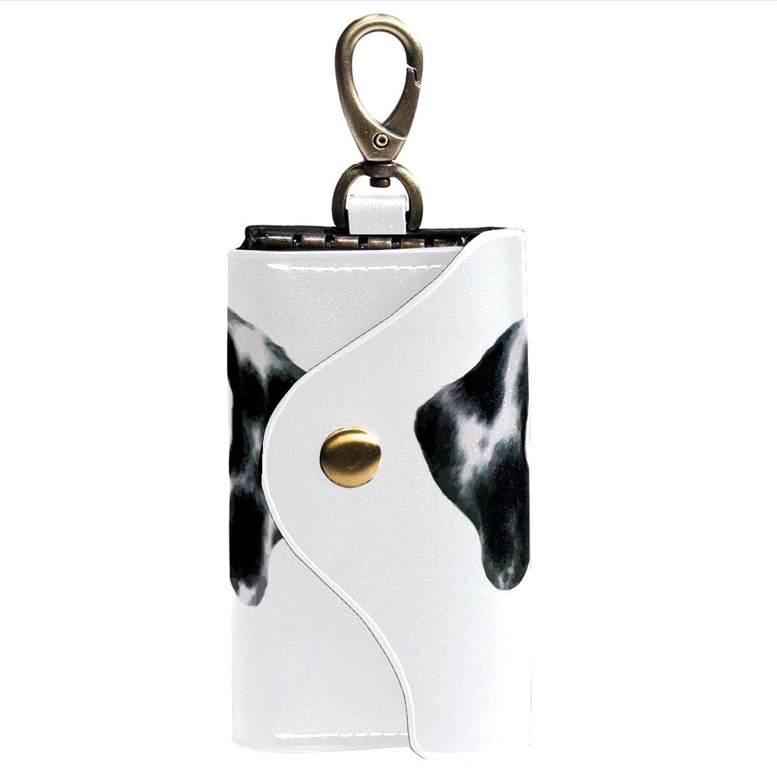 Dalmatian PU Leather Key Wallet Holder Card Case with 6 Hooks for Men Women