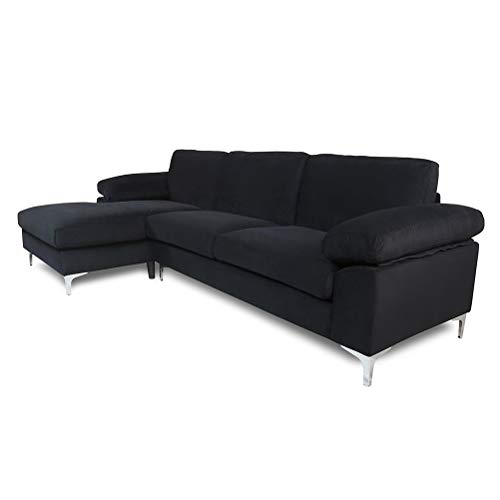 ZoooaH Sofas for Living Room Black Couch Sectional Sofa Left Hand Facing Chaise