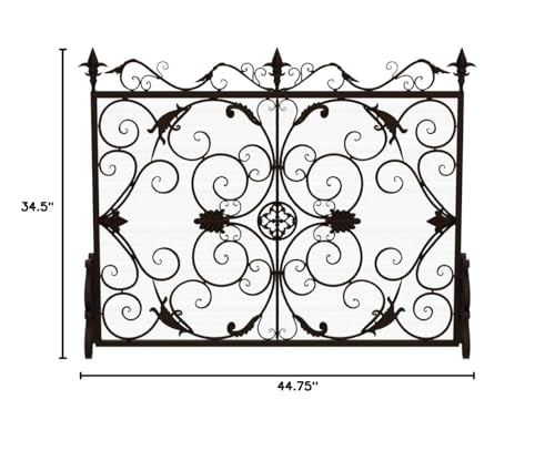 Christopher Knight Home Wilmington Fireplace Screen, Gold Flower On Black