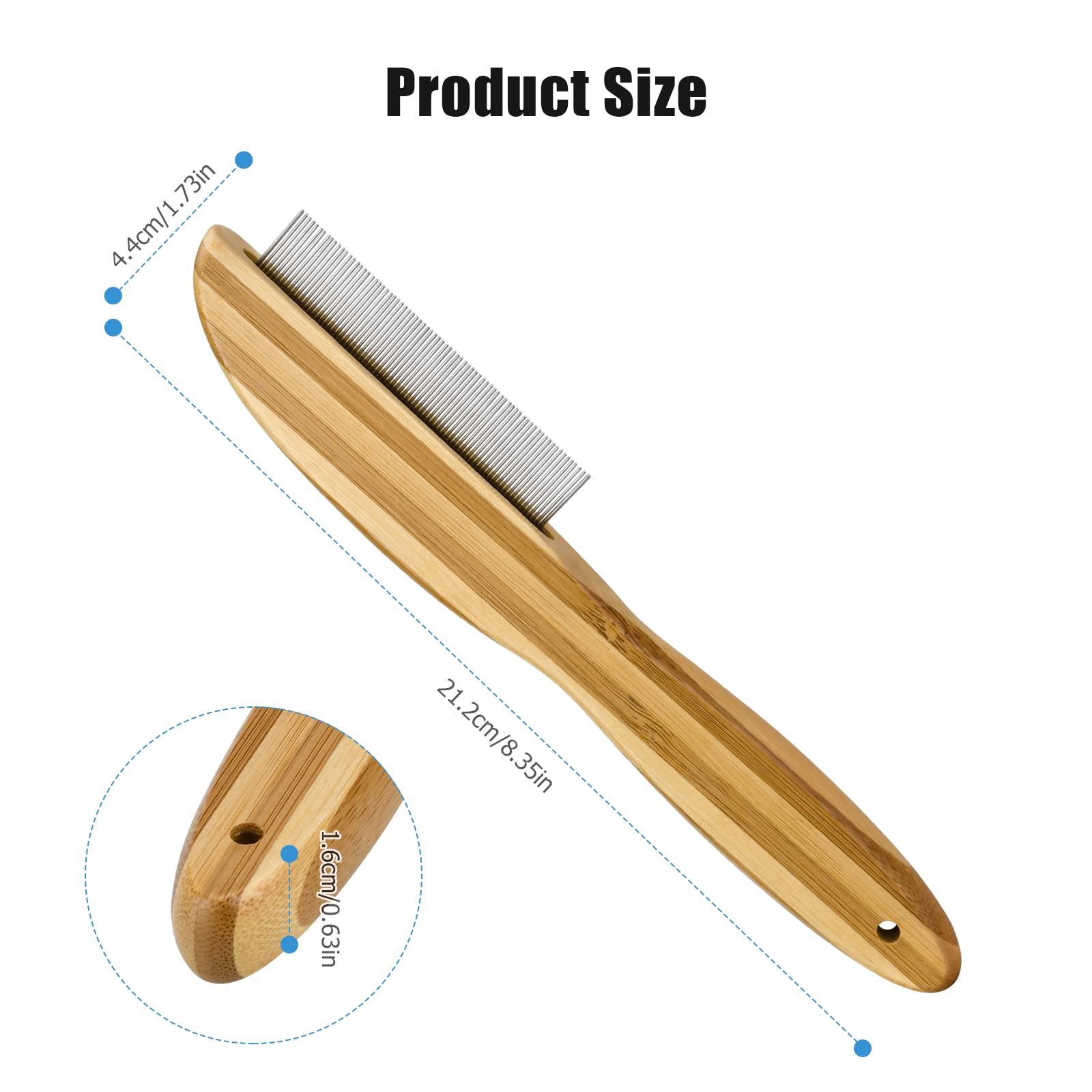 Dandruff Comb, Stainless Steel Fine Tooth Comb Wooden Handle Dandruff Remover Flea Lice Comb Multifunction Hair Grooming Brush for Kids Adults Pets Dog