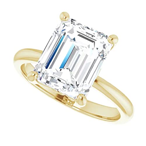 925 Silver, 10K/14K/18K Solid Gold Moissanite Engagement Ring 3.0 CT Emerald Cut Handmade Solitaire Ring, Diamond Wedding Ring for Women/Her Anniversary Proposes Gift, VVS1 Colorless