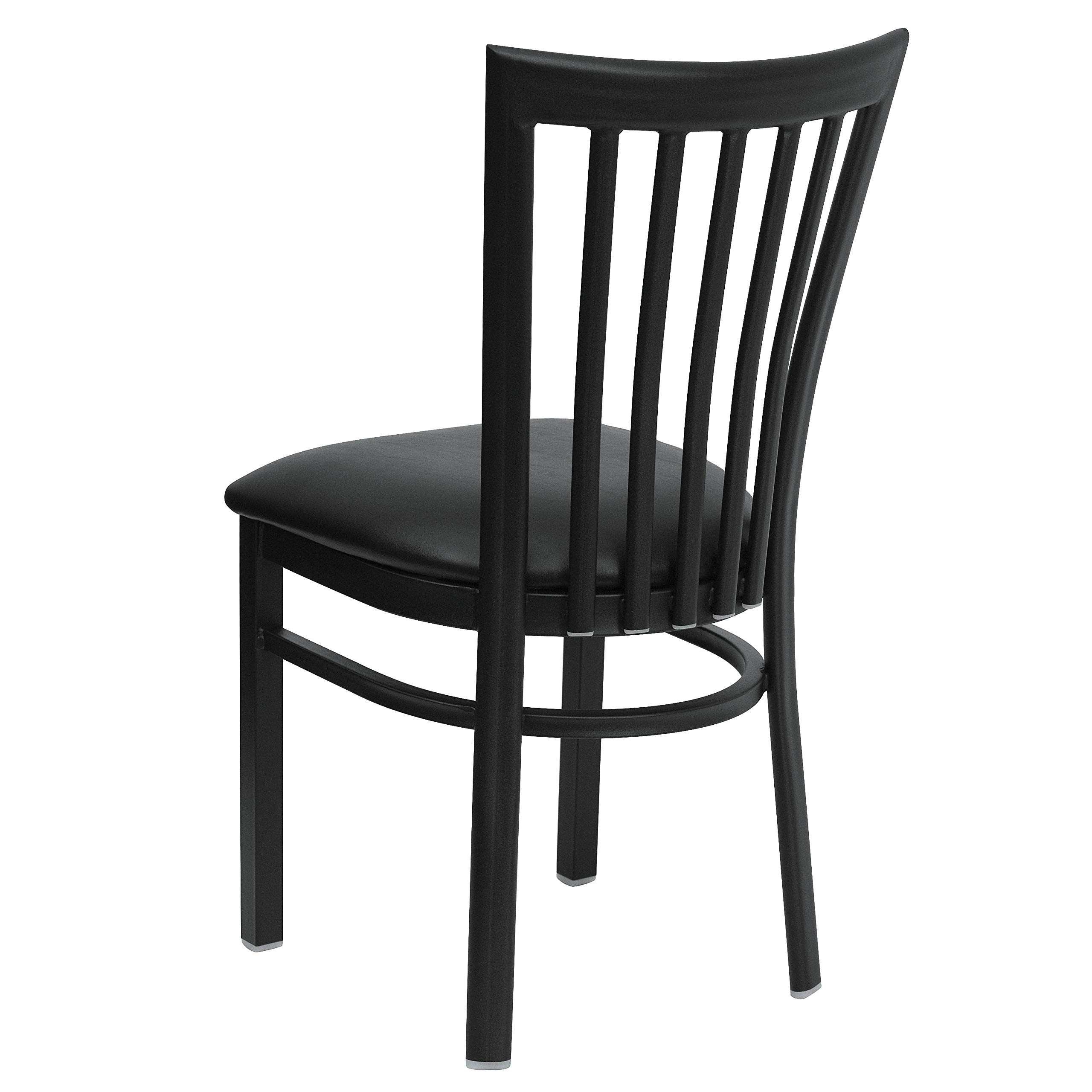 Flash Furniture 4 Pack HERCULES Series Black School House Back Metal Restaurant Chair - Black Vinyl Seat