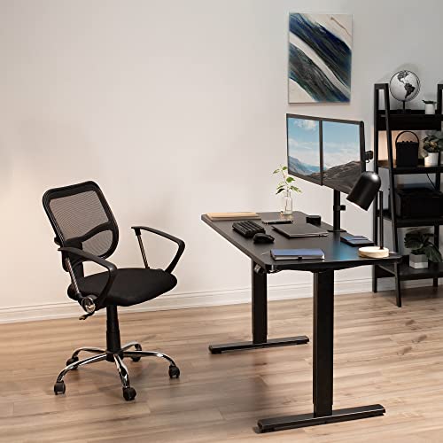 VIVO 60-inch Electric Height Adjustable 60 x 24 inch Stand Up Desk, White Solid One-Piece Table Top, Black Frame, Home & Office Furniture Sets, B0 Series, DESK-KIT-B06W