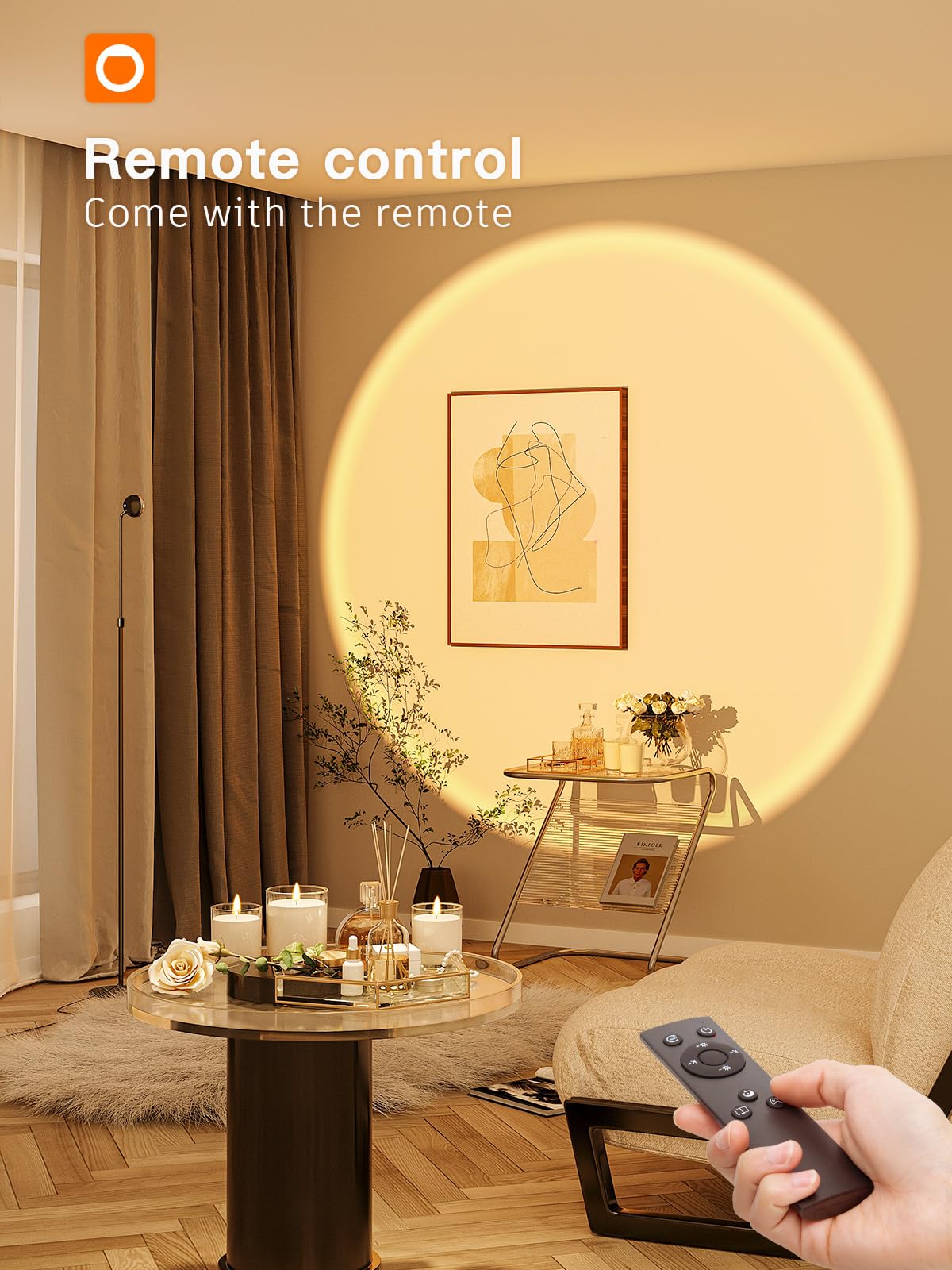 addlon Floor lamp for Living Room, Simple Design Reading Floor lamp with Remote, dimmable Modern lamp for Bedroom, Adjustable Height Projector Lamps - Black