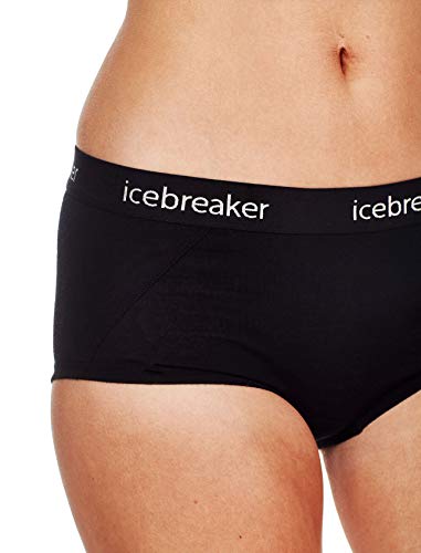 Icebreaker Merino Sprite Hot Pants Underwear for Women, Merino Wool Base Layer - Lightweight, Soft Women’s Panties for Cold Weather Activities - Thermal Underwear, Black, Small