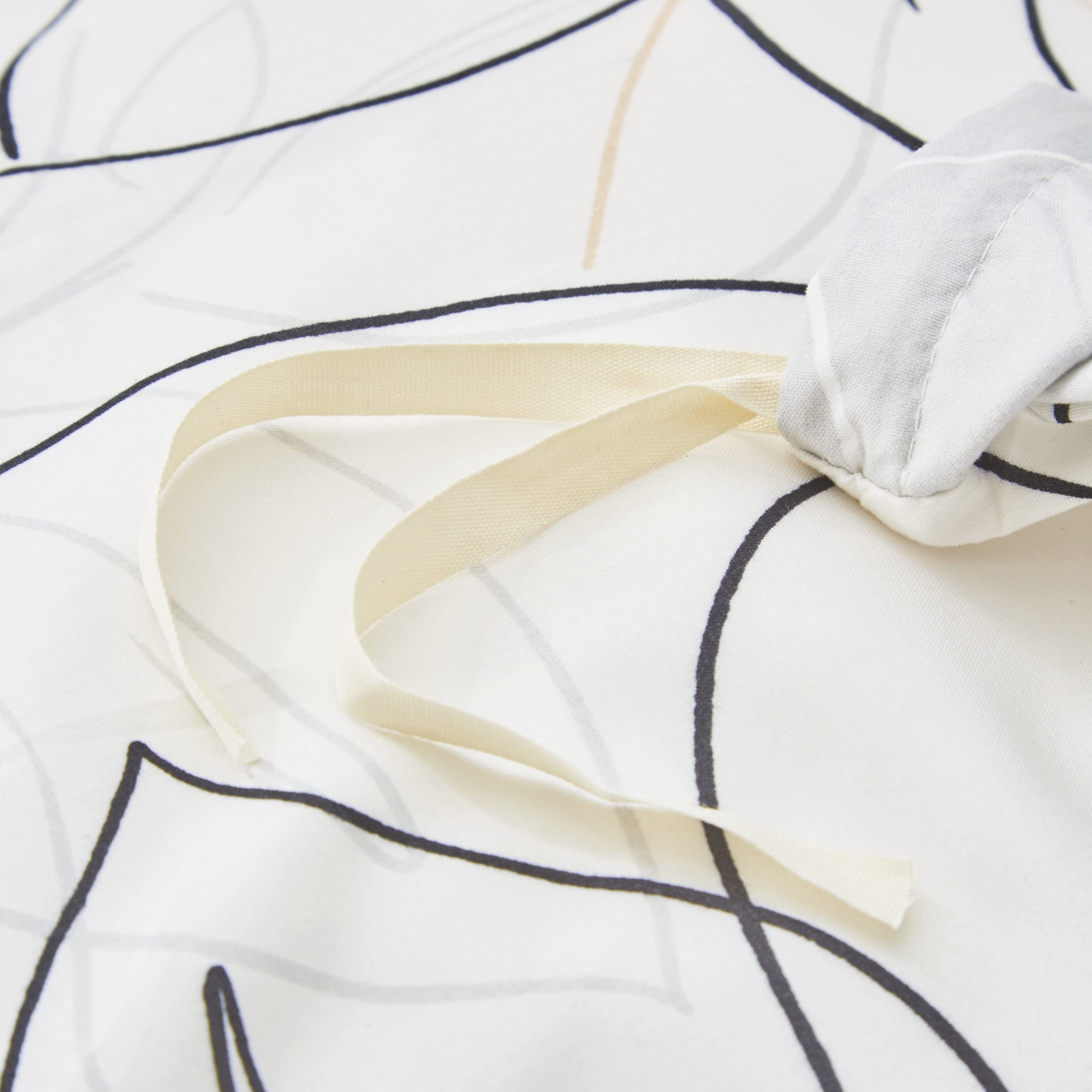 Tache Modern Abstract Floral Leaf Minimalist Line Art White Black Grey Gold Duvet Cover, King