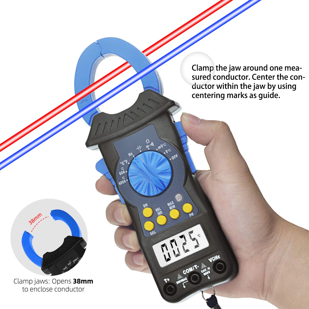 AIOMEST Inrush Current Clamp Meter 6000 Counts, TRMS Digital Multimeter with Auto Ranging, Amp Meter Measures Inrush AC&DC Current, AC&DC Voltage, Resistance, Capacitance, Diodes and Temperature