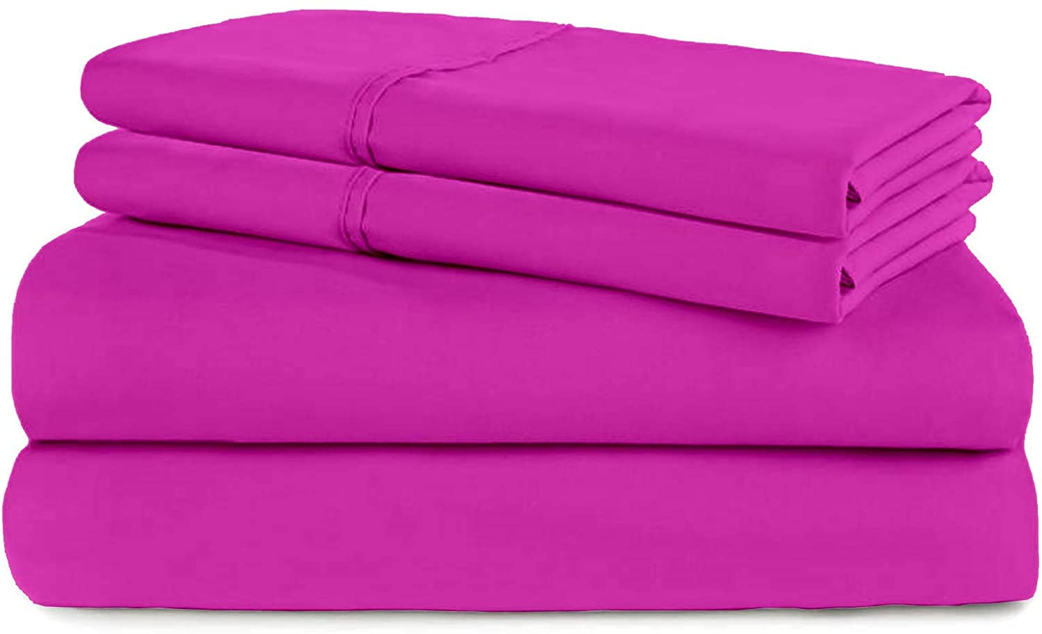 800 Thread Count 100% Egyptian Cotton Sheets, King Size Sheet Set, 4-Piece Set, Luxury Sheets for Bed, Breathable, Soft & Silky Sateen Weave, Fits Mattress 15'' Drop (Hot Pink)