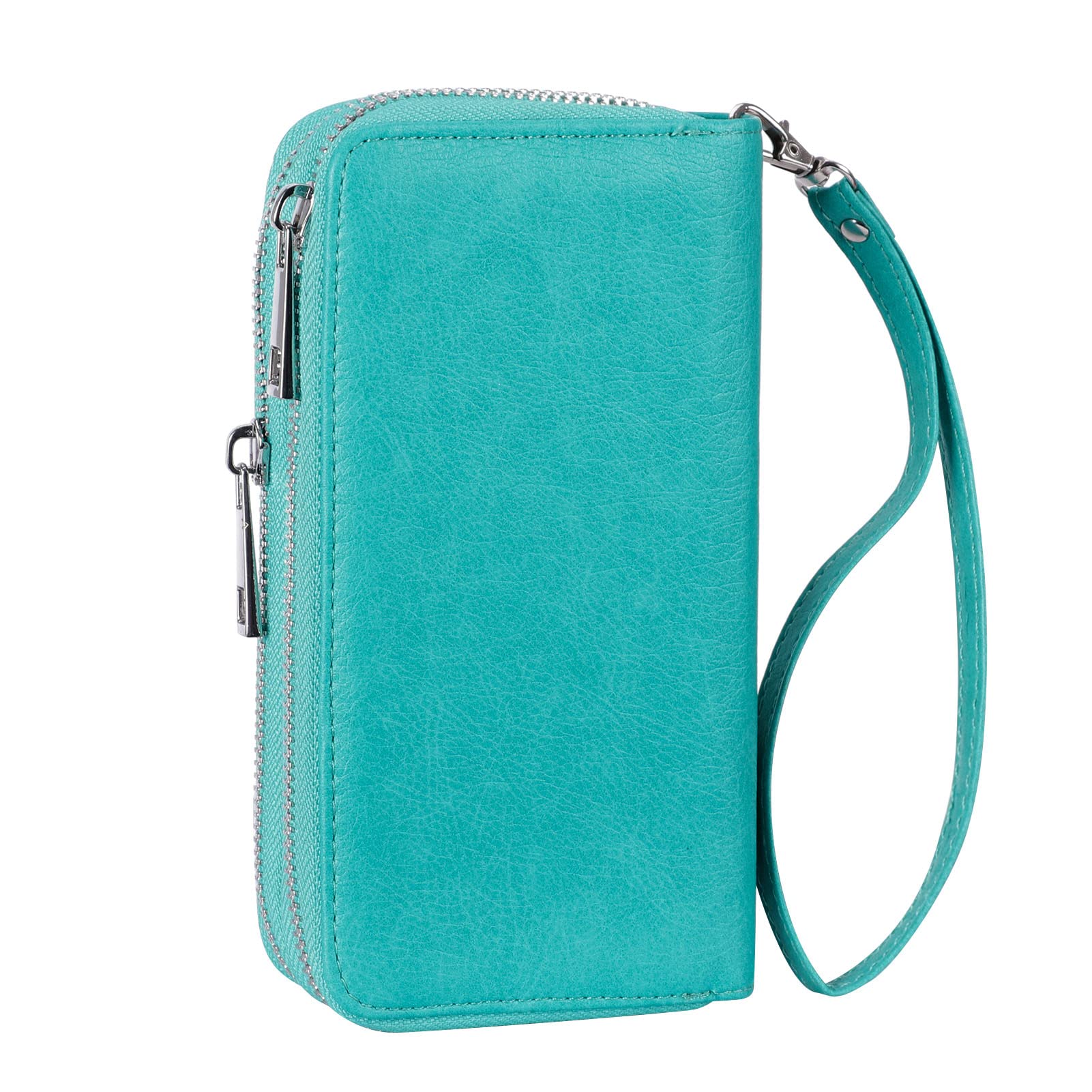 Abberry Double Zipper Wristlet Wallet Long Clutch Purse Cellphone Wallet for Women (Green)